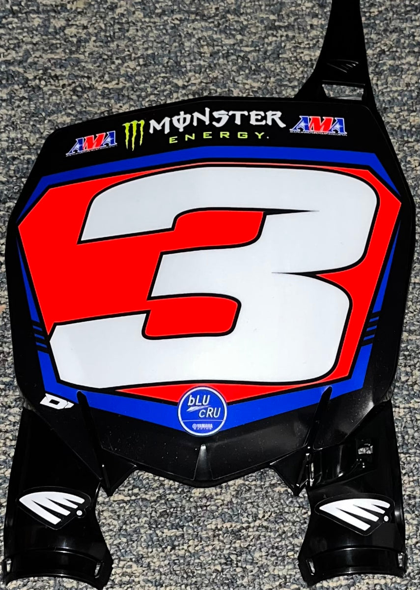 2022 Eli Tomac #3 Yamaha Supercross Replica Front Number Plate - Red P ...